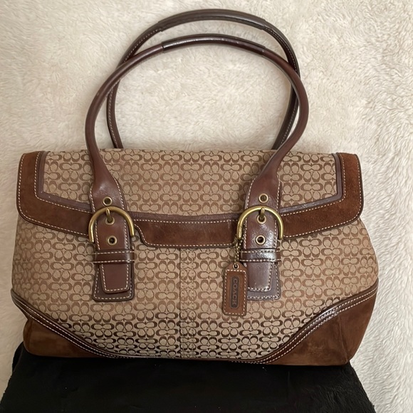 Coach | Bags | Coach Large Handbag With Coach Signature Material And ...